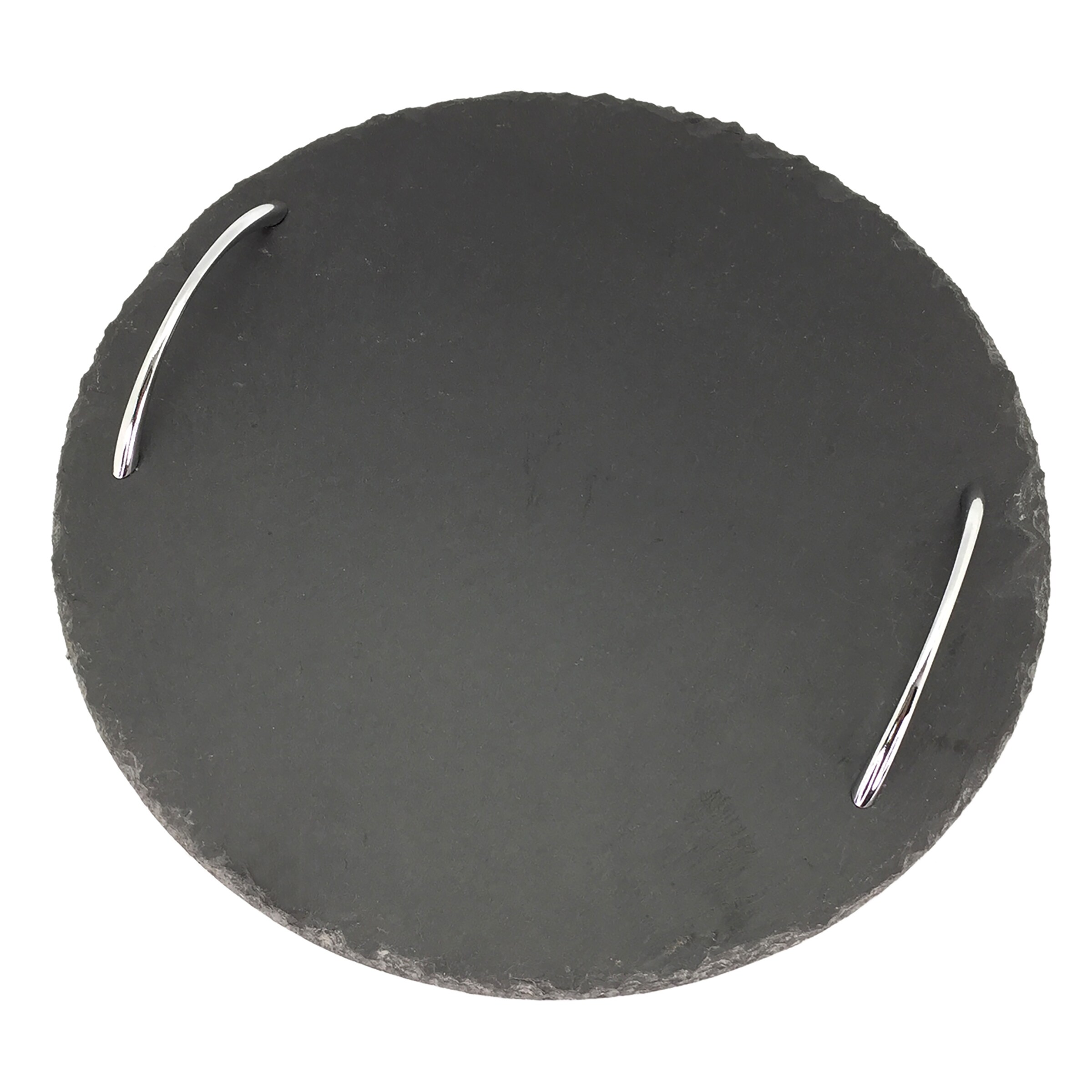 Slate Round Serving Tray with Zinc Alloy Handles | Taiwantrade.com