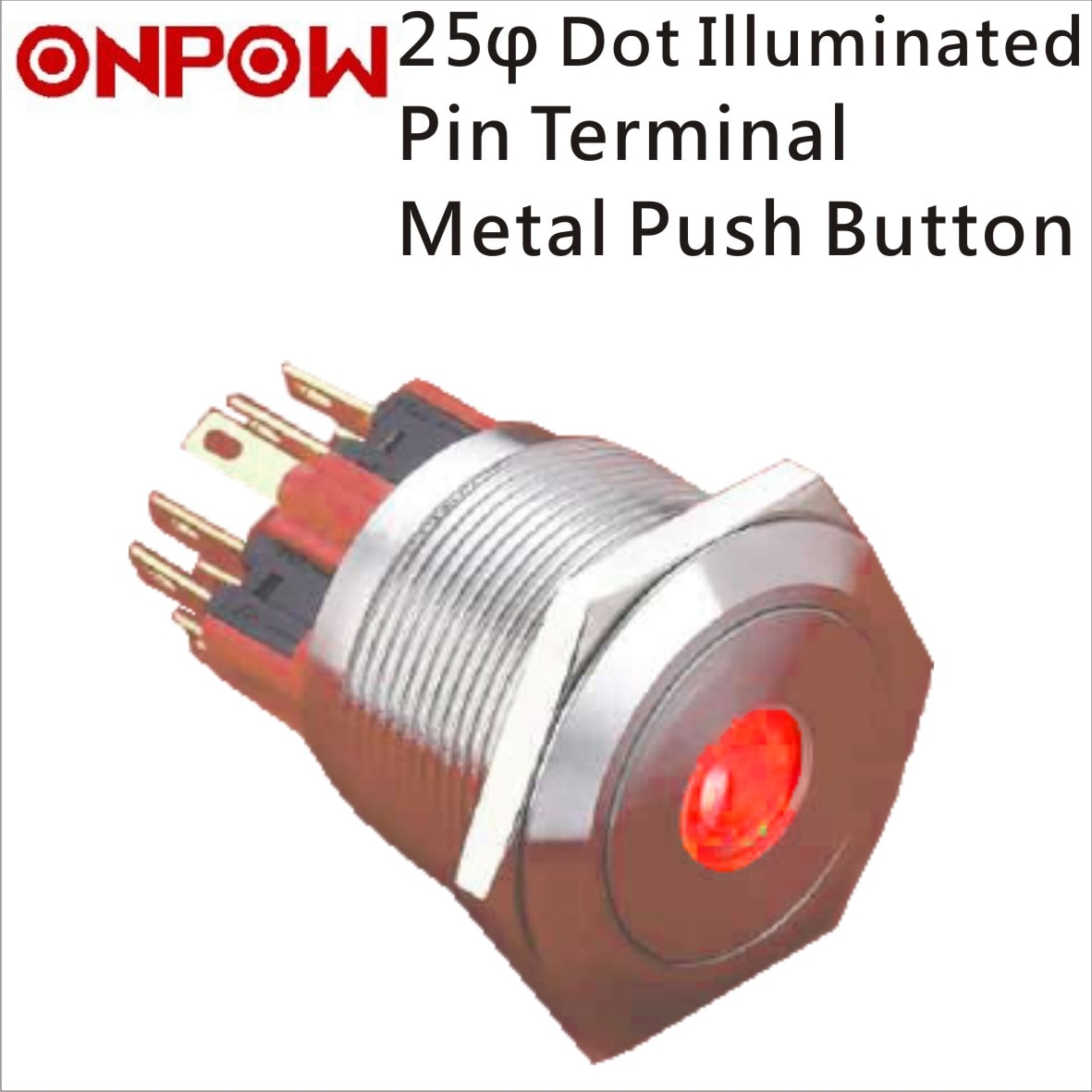 ONPOW 25mm Metal Push Button Switch Dot Illuminated | Taiwantrade