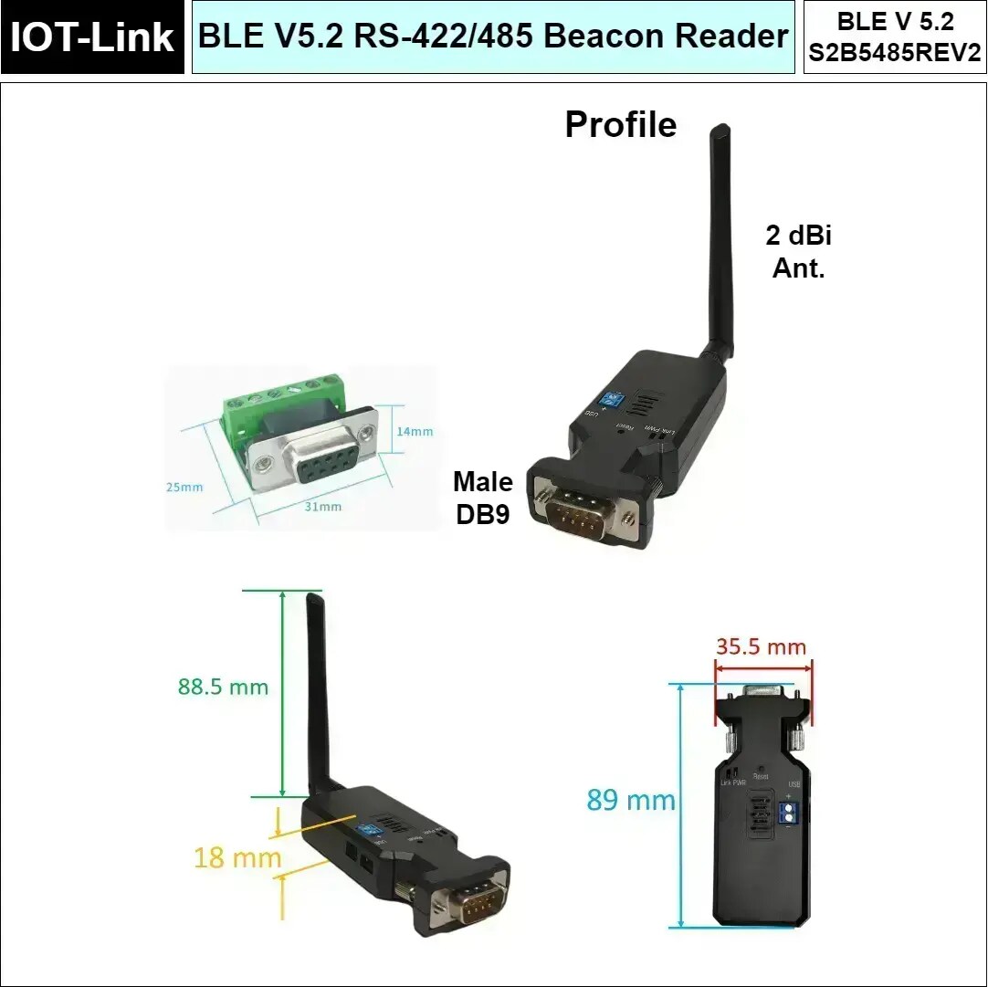 [Limited Sale] BLE V5.2 Beacon RS-232 Reader x 1 and RS422/485 Reader x ...