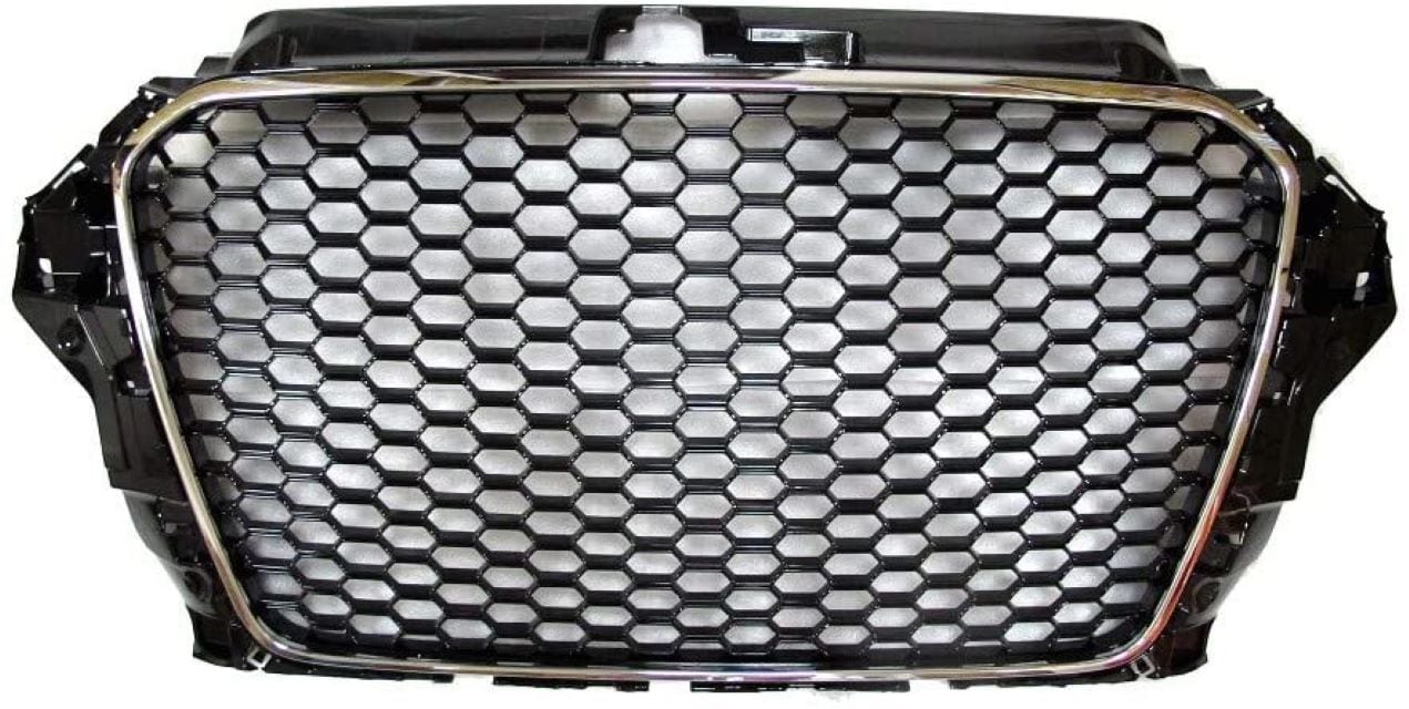 Front Mesh Grille RS3 Style Chromed/Glossy Black W/O PDC Hole, W/Logo ...