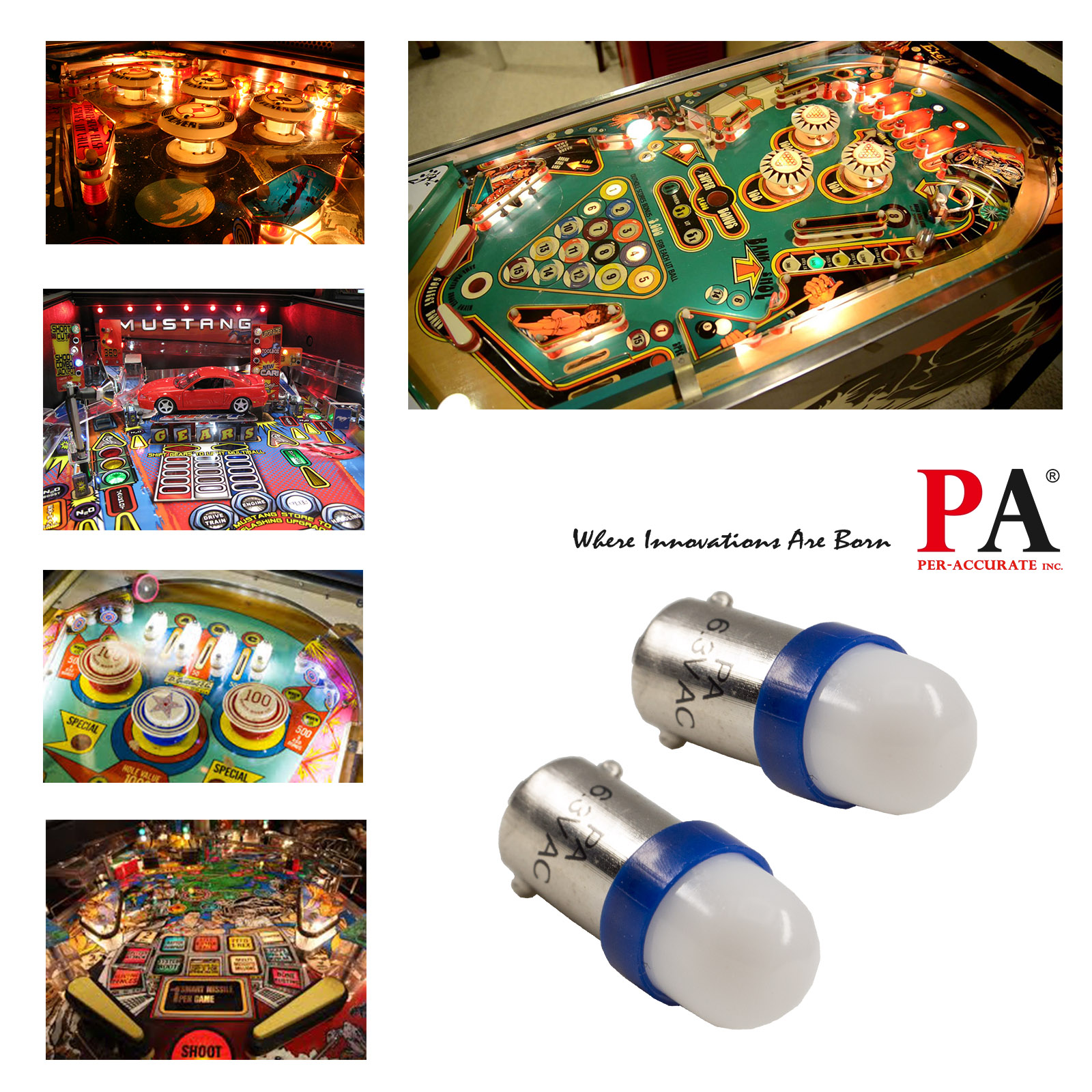 Pinball 2 LED Bulb, Pinball LED Light 2 SMD 2835 Ba9s #44 T4W 1445 ...