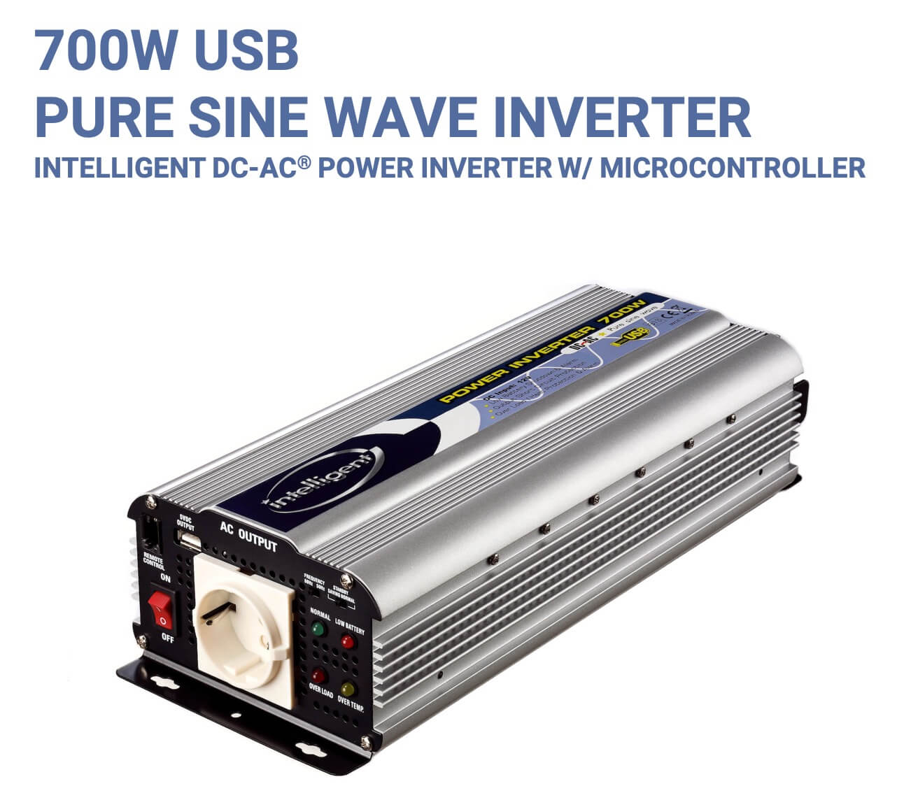 700W Pure Sine Wave Power Inverter USB - Intelligent DC-AC® with ...