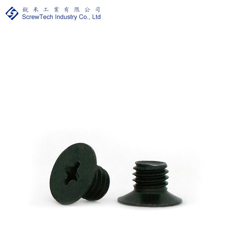 【ScrewTech】Flat Head, Phillips, M5x5.5, Machine Screw, Black Zinc ...