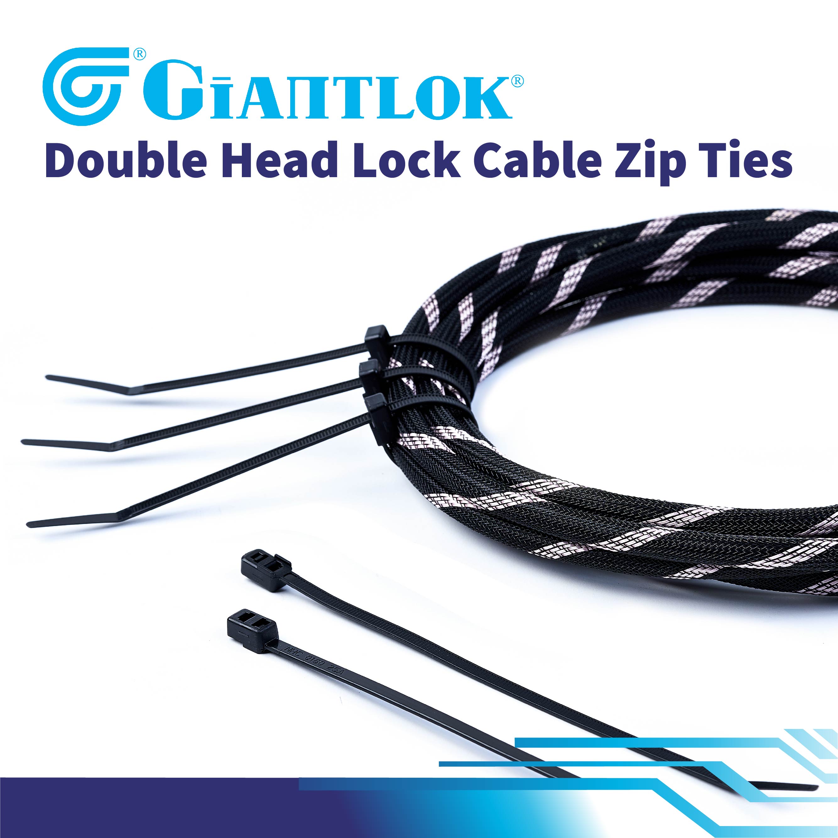 Heavy Duty Double Head Lock Cable Zip Ties for Indoor or Outdoor ...