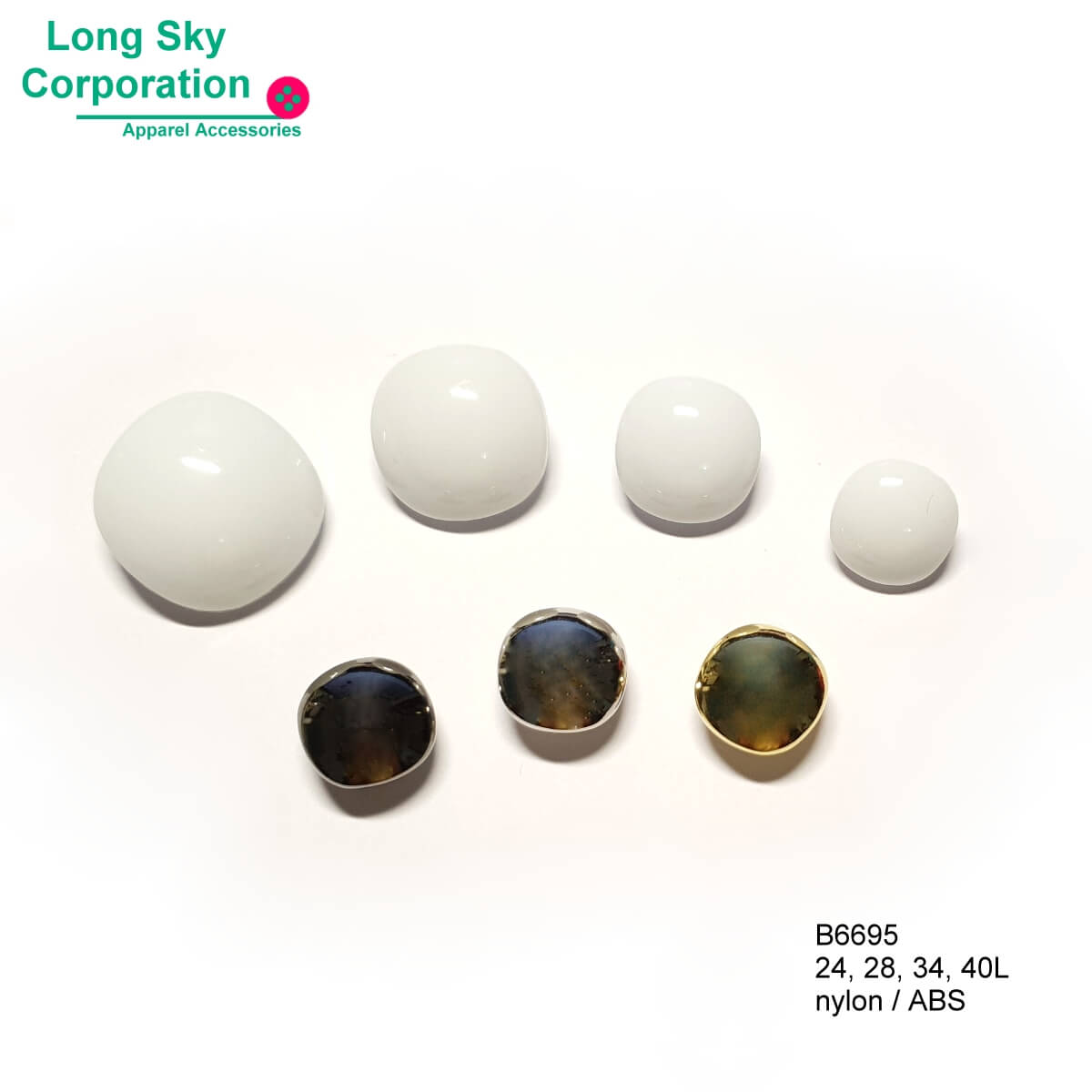 (#B6695/24L, 28L, 34L, 40L) square shape lady wear shank type plastic ...