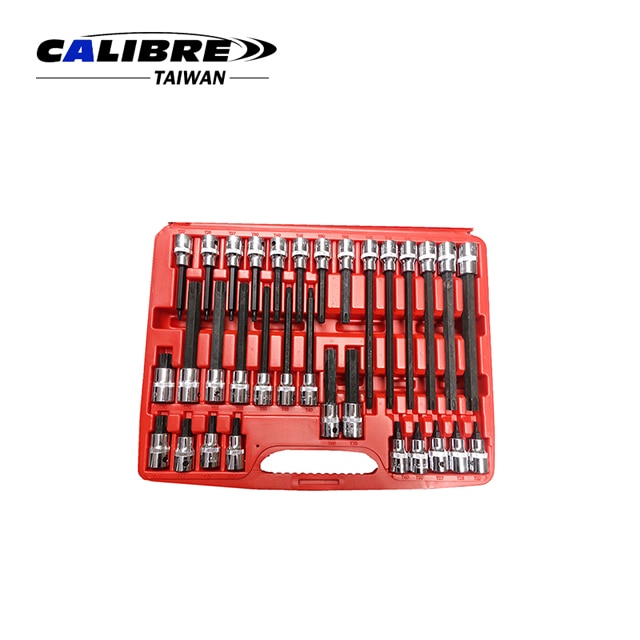 CALIBRE 32pc 1/2" Dr T20 - T70 Shallow And Deep Torx Star Bit Socket ...