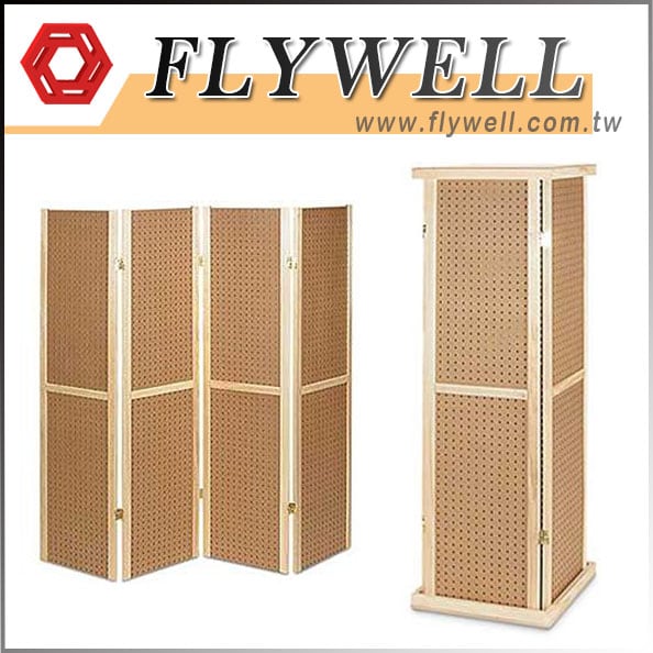 Wooden Rotating Square Pegboard Display Tower | Taiwantrade