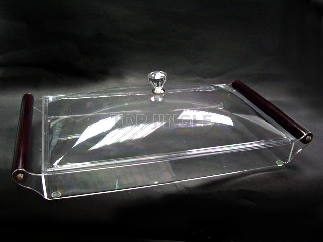 RECTANGLE SHAPE DESERT PLATE W/LID + WOODEN HANDLE | Taiwantrade