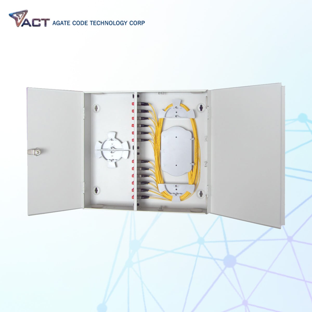 2 Door Lockable Fiber Optic Wall Mount Enclosure with Accessories | AGATE CODE TECHNOLOGY CORP.