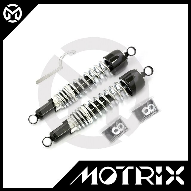 Motorcycle Twin Shock Absorbers Black Shocks With Chrome Springs ...