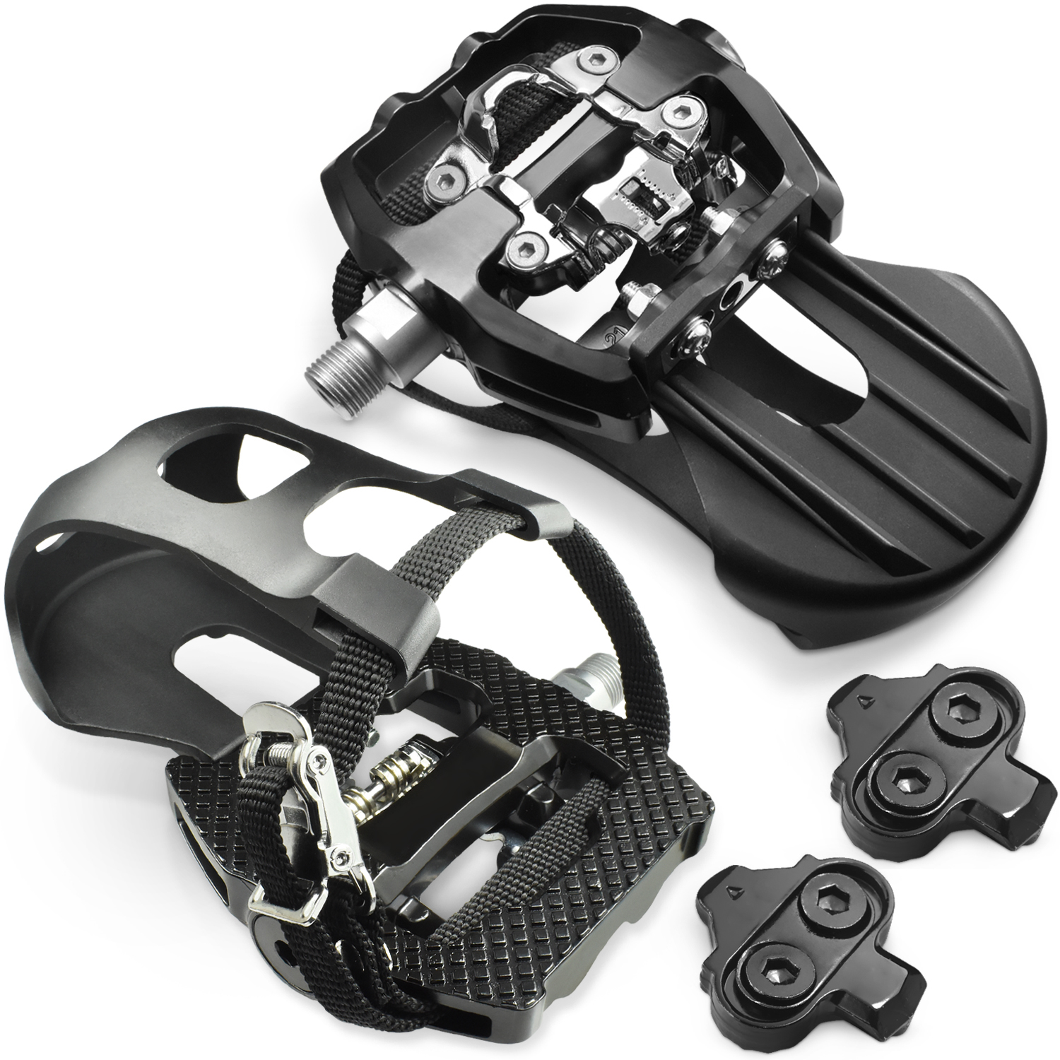 Shimano SPD Compatible Pedals for Stationary Bike with Toe Cage ...