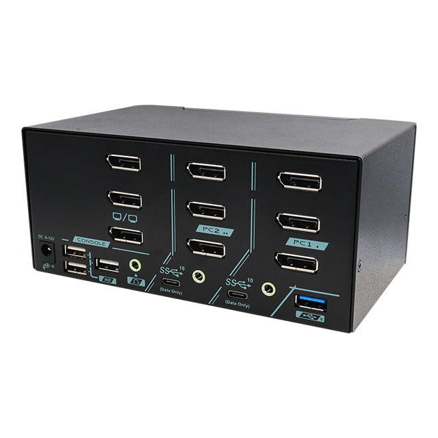 2 Ports Triple-Monitor DisplayPort 1.4 KVM Switch With USB 3.2 Gen 2 ...