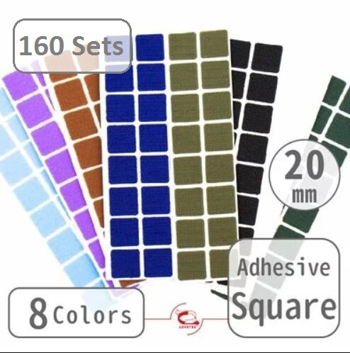 20mm(3/4") Square Hook and Loop Self-Adhesive Craft Supplies (160 Sets ...