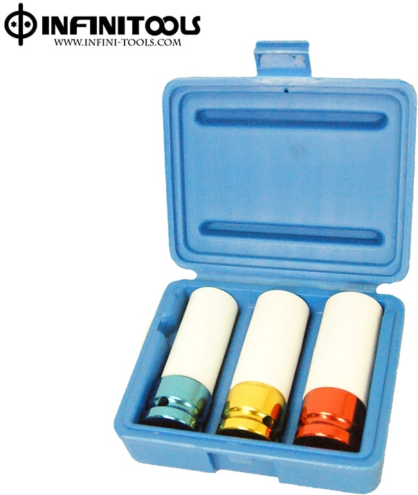 3-piece Deep Metric Wheel Protector Air Impact Sockets Set ,1/2" Drive ...