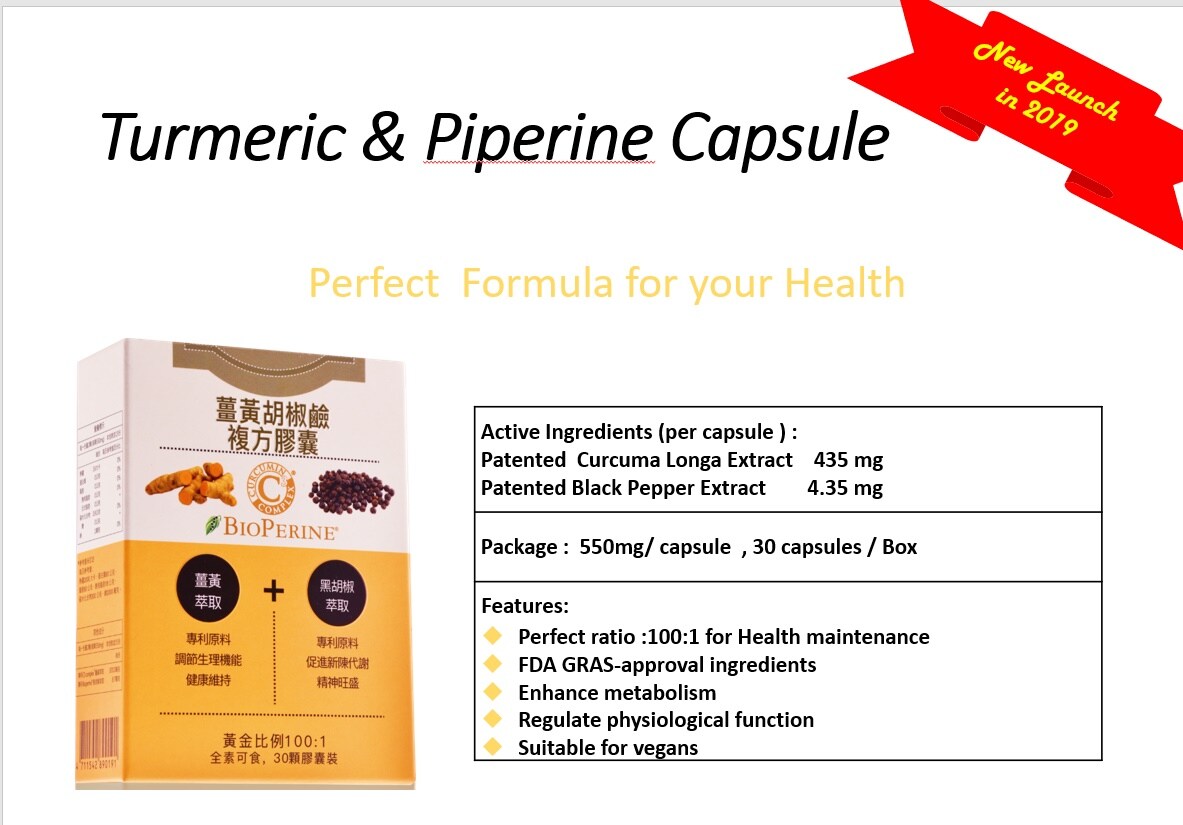 Turmeric & Piperine Capsule | Taiwantrade