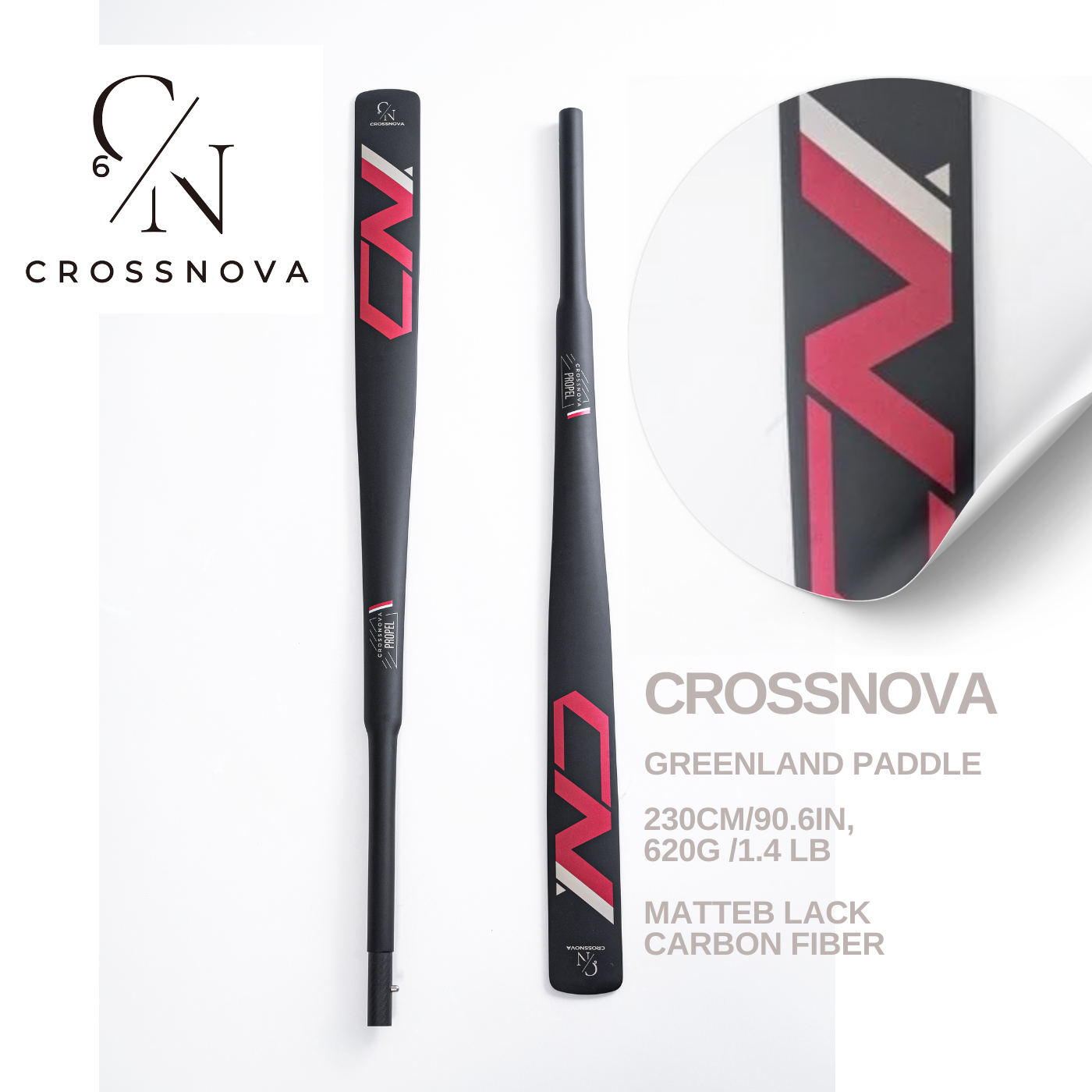 CN6 CROSSNOVA Greenland Paddle 230cm/90.6 in 620g /1.4 lb , Carbon ...