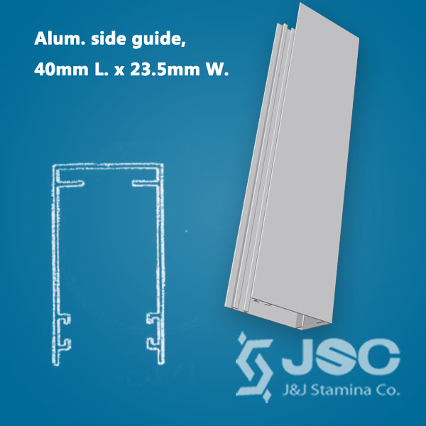 Alum. side guide, 40mm L. x 22mm W., Mil finish, Anodized, Painted ...