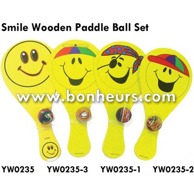 SMILE WOODEN PADDLE BALL SET | Taiwantrade