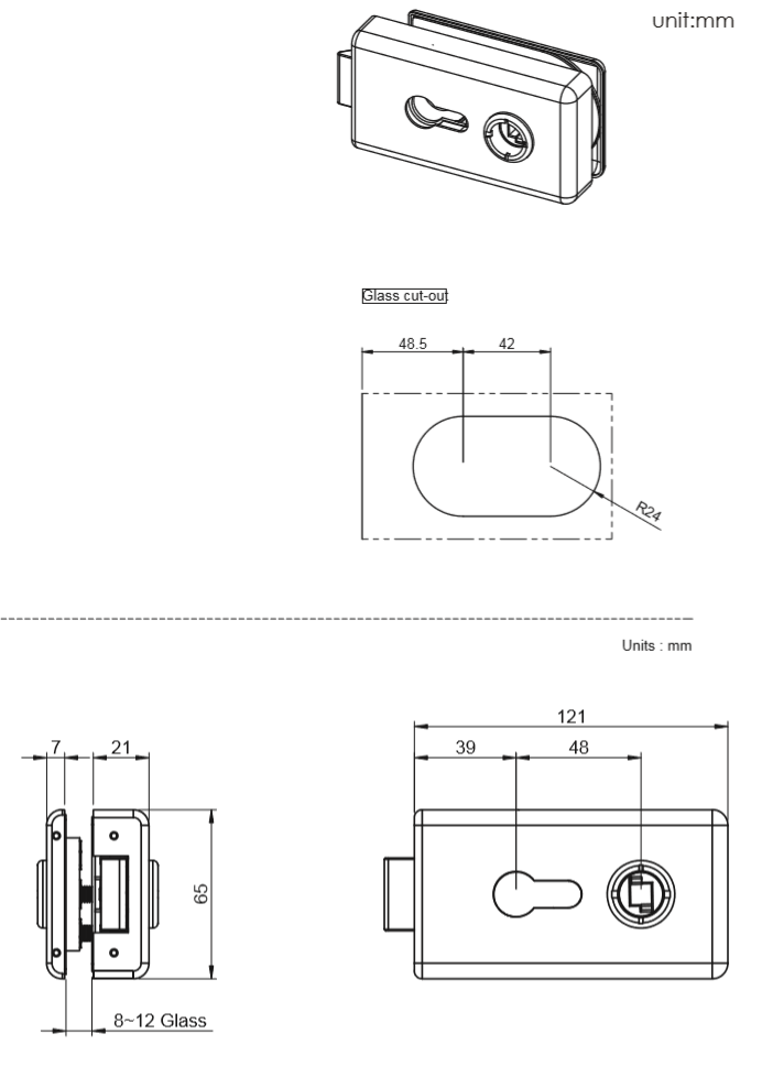 Frameless Glass Door Patch Lock | SECUTOR CORPORATION