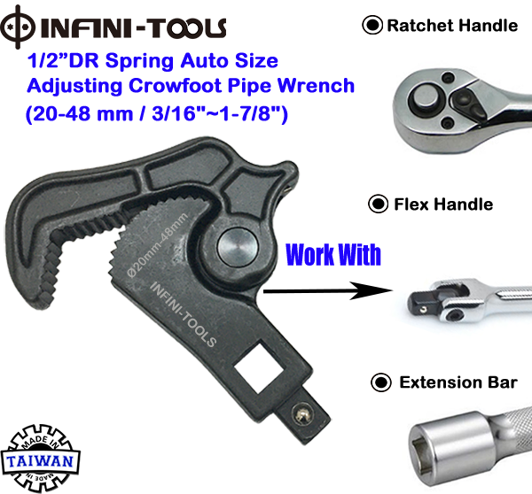 Spring-Loaded Auto Size Adjusting Crowfoot Pipe Wrench,Universal Wrench ...