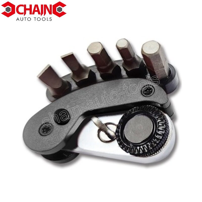 MINI RATCHET WRENCH BIT SET WITH KEY RING - BLACK | Taiwantrade