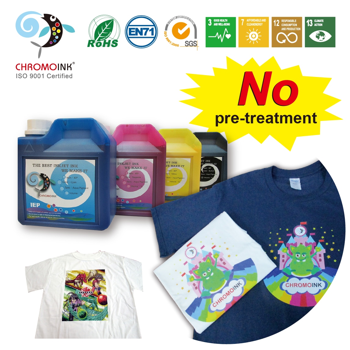 CHROMOINK Cotton ink For Epson DX5 print head and DTG Printer ...