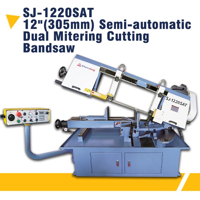 12" Semi-automatic Bandsaw, Precision Double Miter Cutting Machine ...