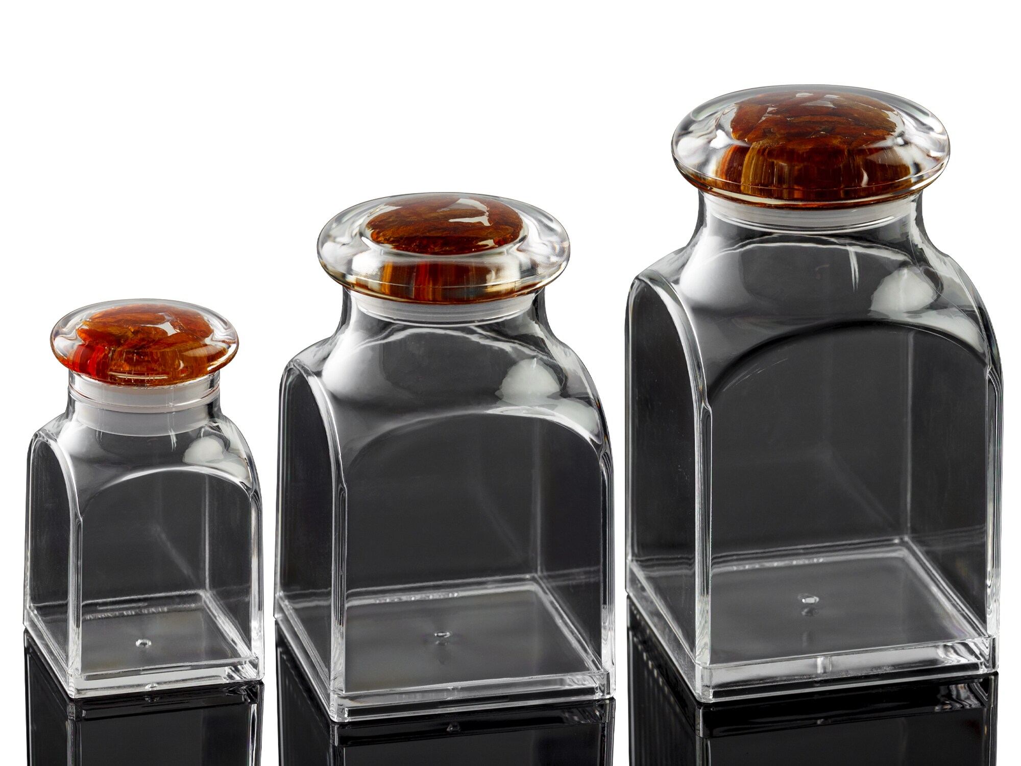 Acrylic Storage Jar , Square Bottom , Lid With Decoration | Taiwantrade