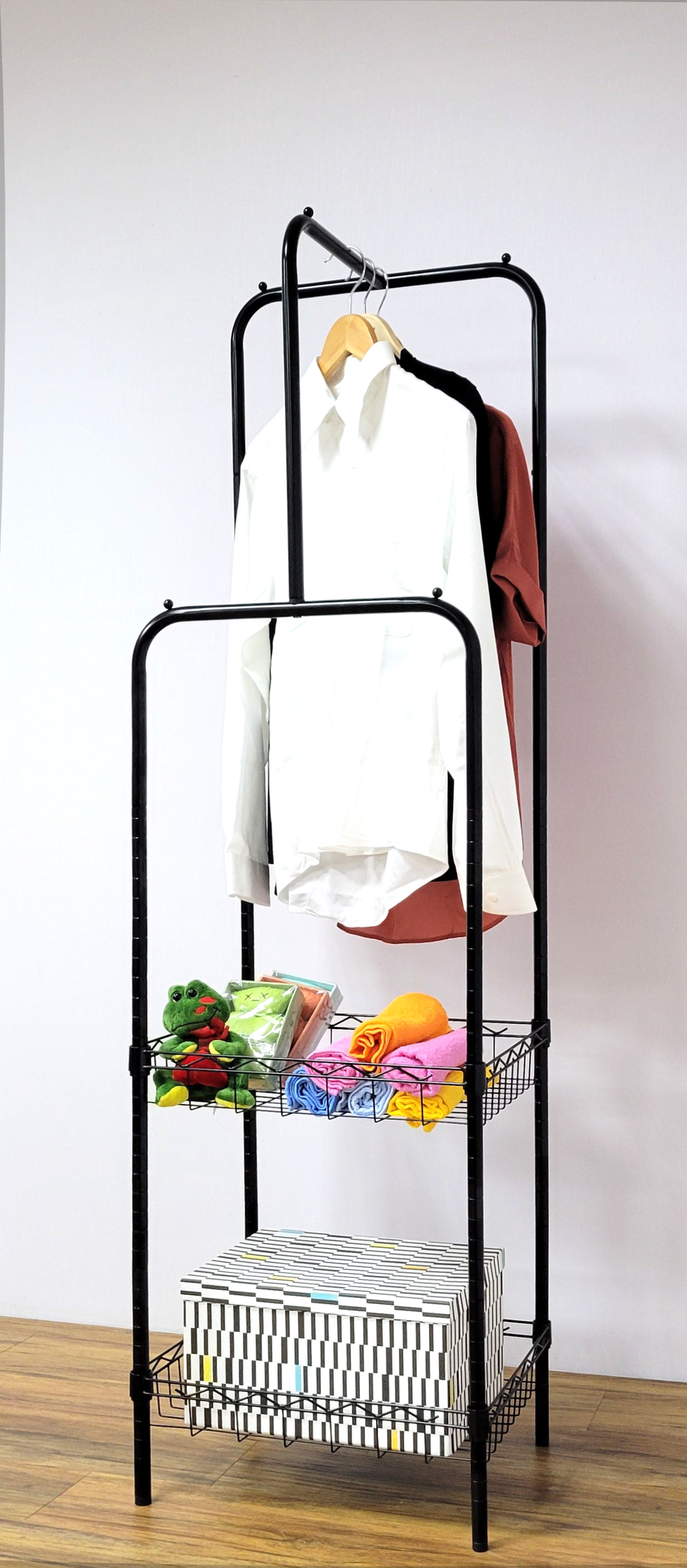 Clothes rack_black, Garment Rack with Clothes Hanger, 2 Tier Wire ...