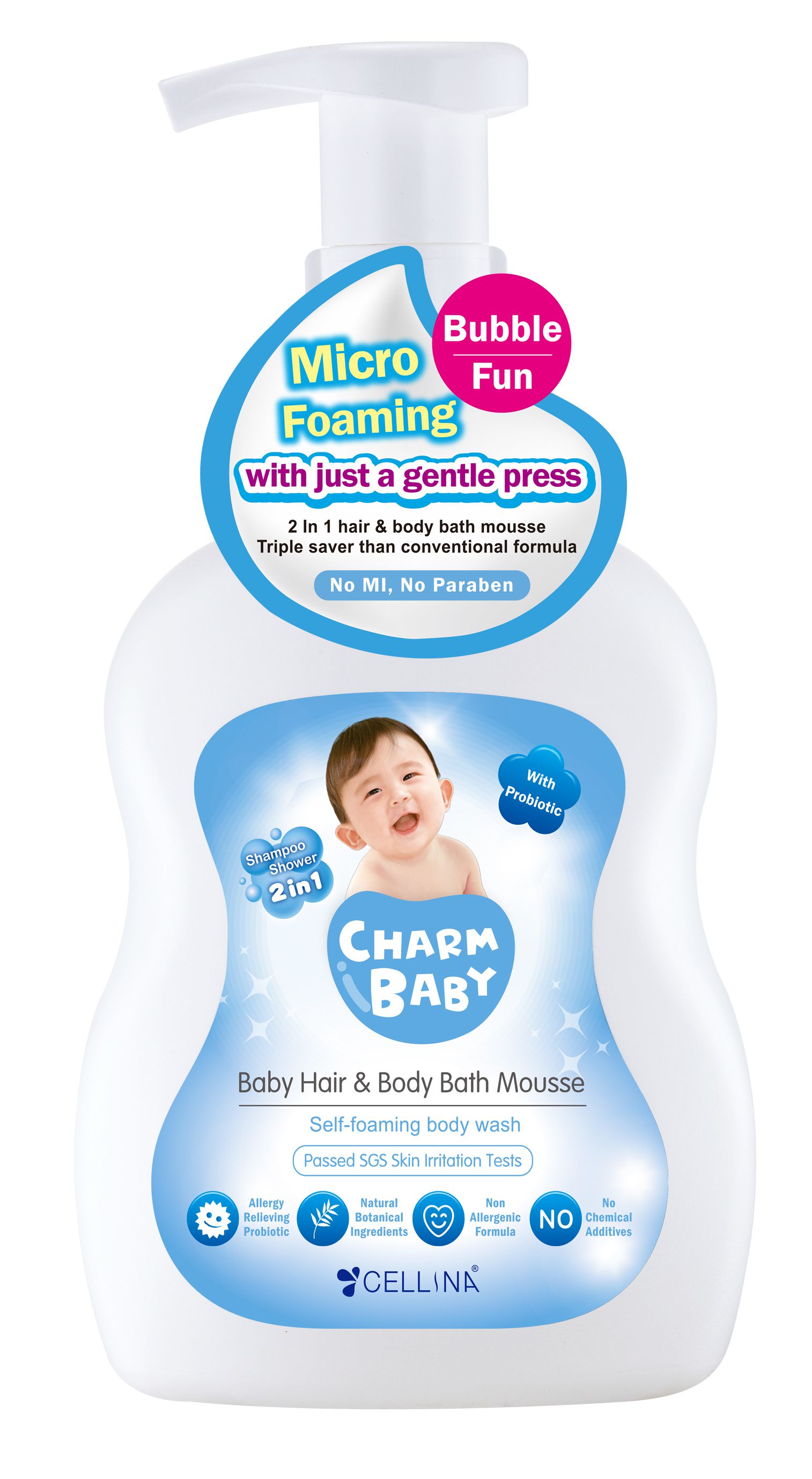 CELLINA CHARM BABY - Baby Hair & Body Bath Mousse | Taiwantrade