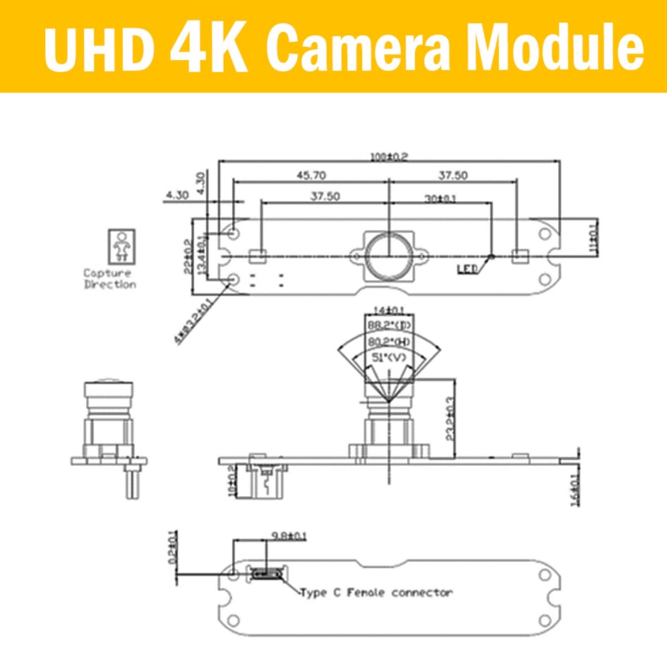 4K SONY IMX415 USB CMOS Camera Module with 2*Mic | Taiwantrade.com