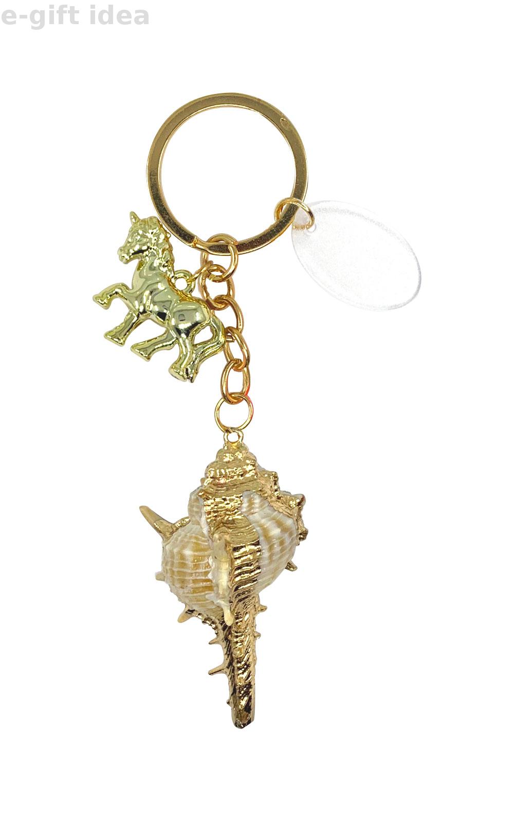 Unicorn Gold Sea Shell Keychain | Taiwantrade.com