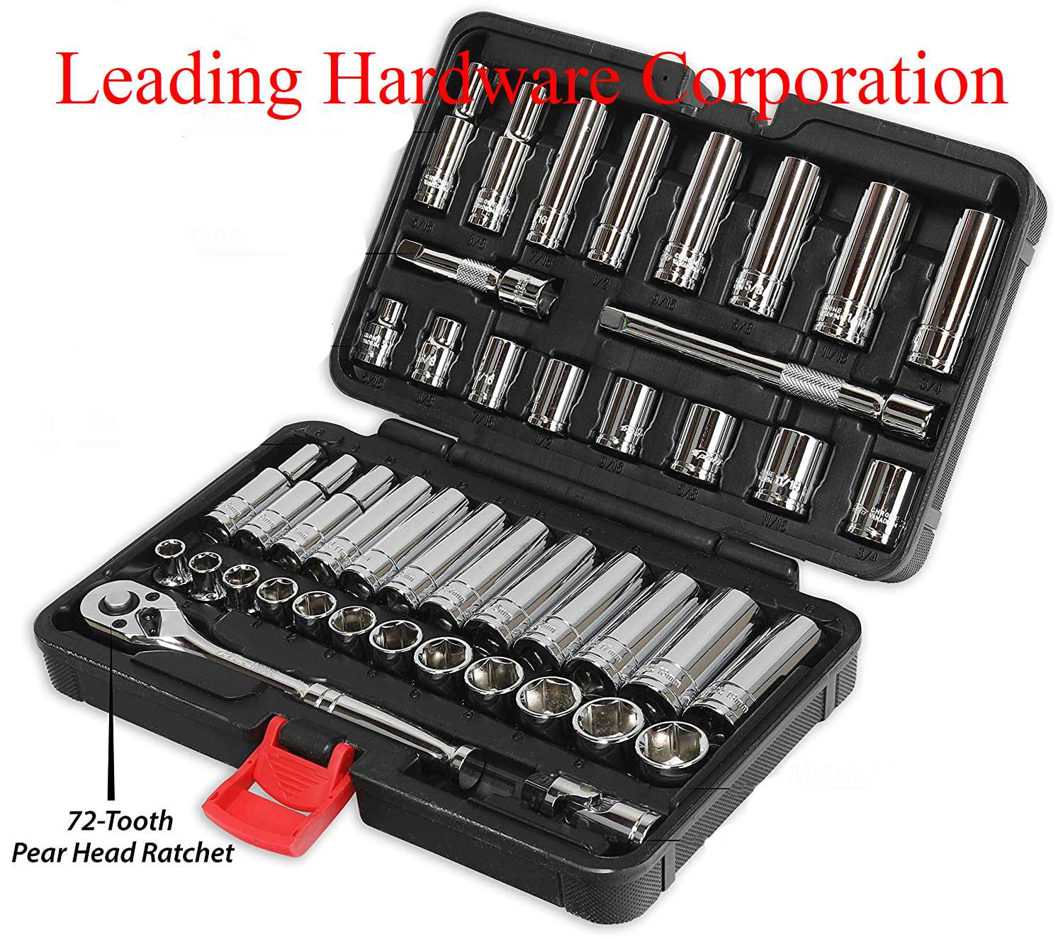 45pcs. 3/8" Dr. Deep Metric, S.A.E. Socket Wrench Sets, Quick Release ...