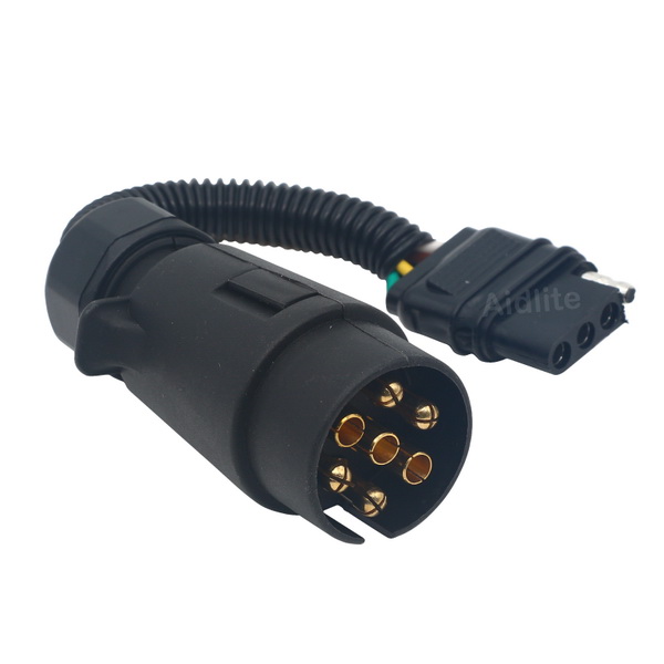 Pickup Truck 7-Way European Round Pin to 4-Way US Flat Pin Connector ...