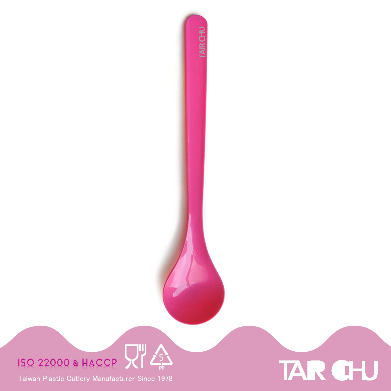 18cm Rose Pink Color Long Handle Sundae Spoon | Taiwantrade