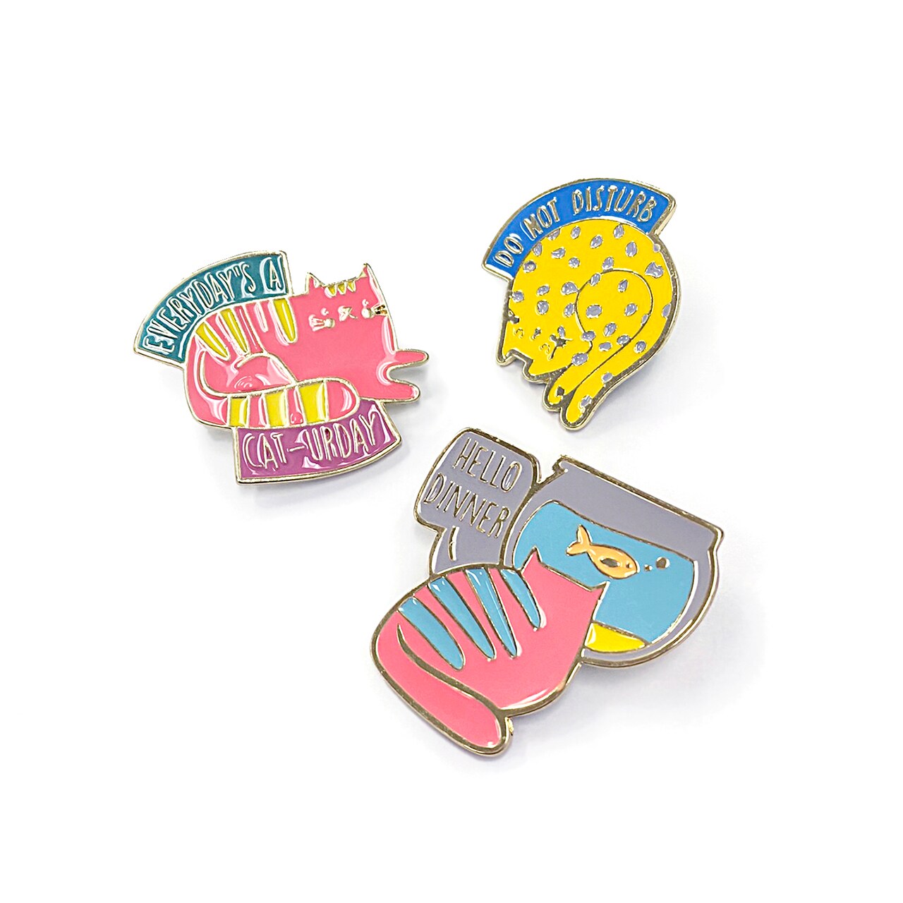 3pcs Cats Pin Badges | Taiwantrade