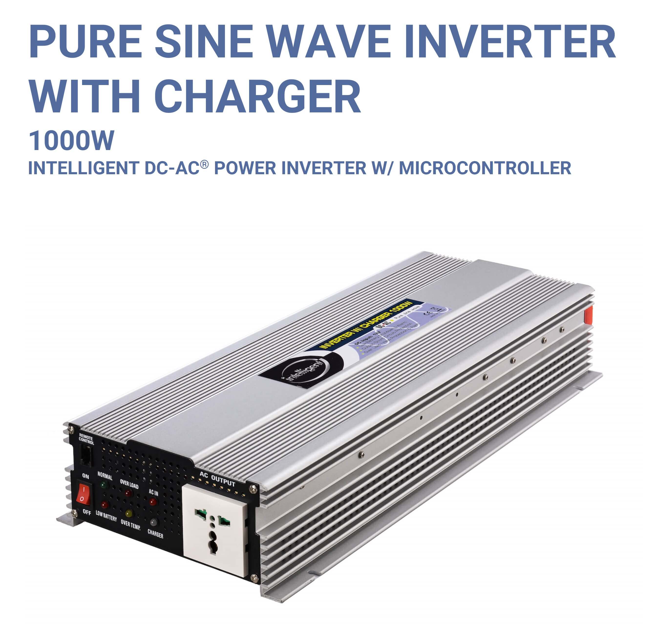 1000W Pure Sine Wave Power Inverter & Charger - Intelligent DC-AC ...