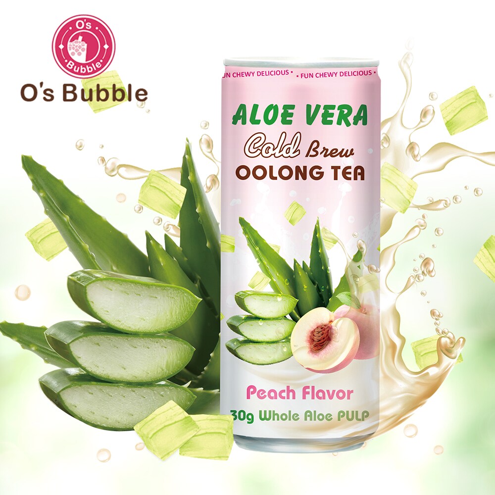 O's bubble Taiwan Peach Oolong Tea With Aloe Vera Pupl Soft Drinks ...