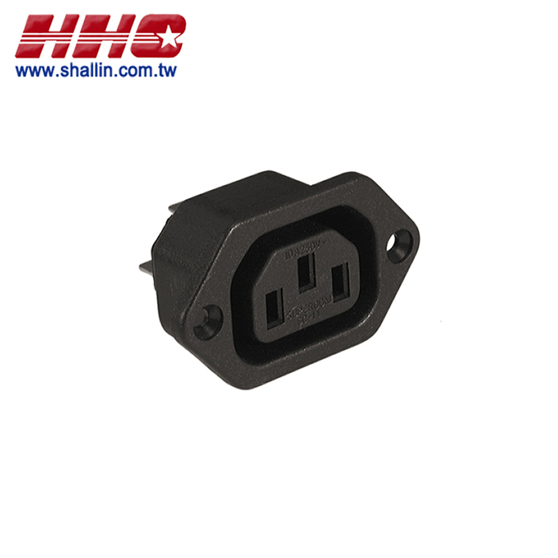 Panel mount AC socket, terminal 4.8mm, W/approval & RoHS Directive ...
