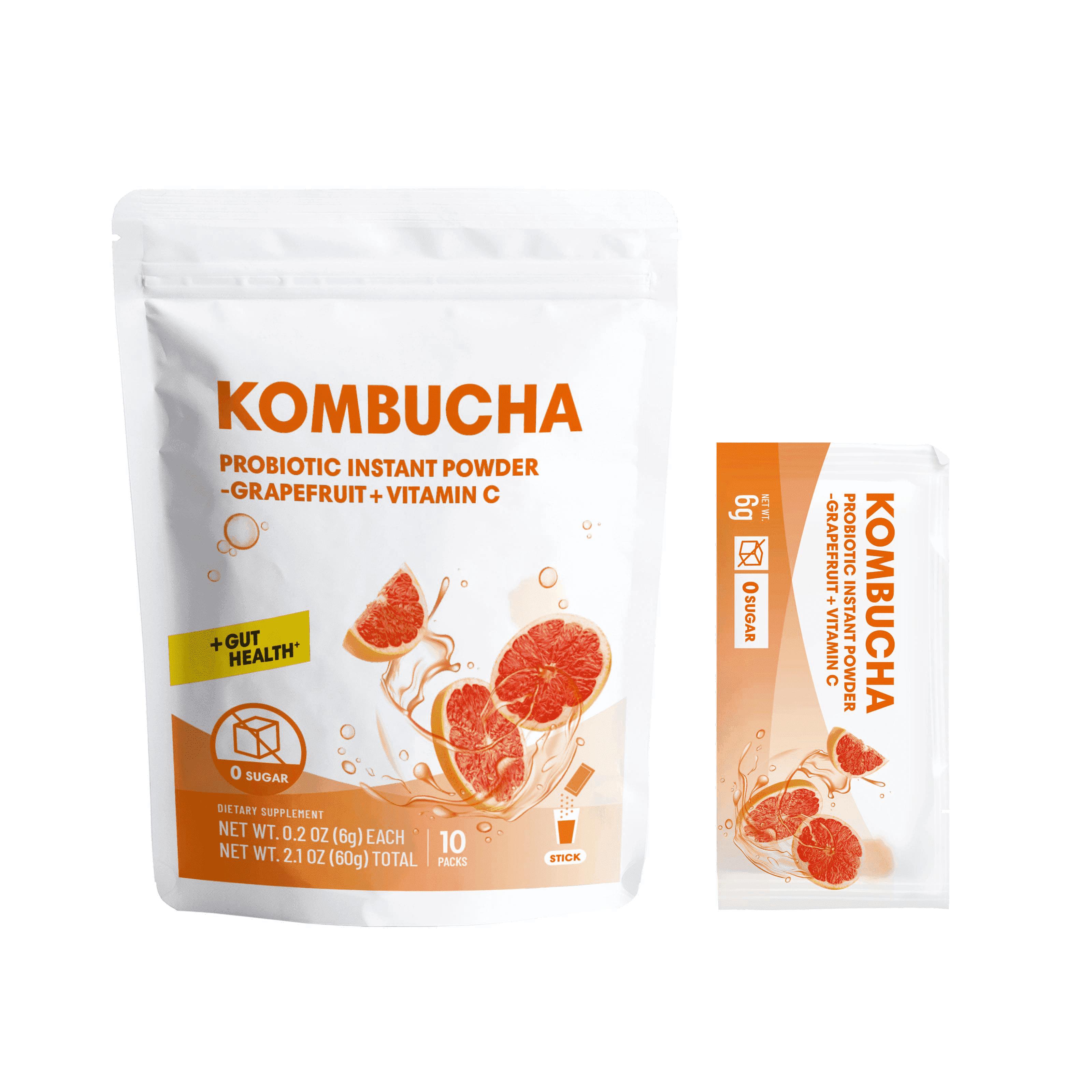Travel Pack Probiotics Kombucha Instant Powder- Grapefruit Vitamin C ...