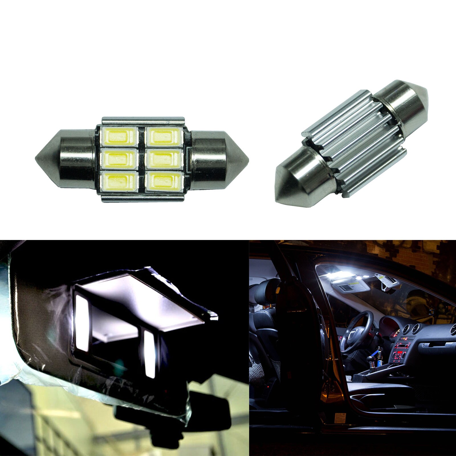 PA Car Reading Lamp Bulb Interior Light 5730 6SMD LED 31mm festoon ...