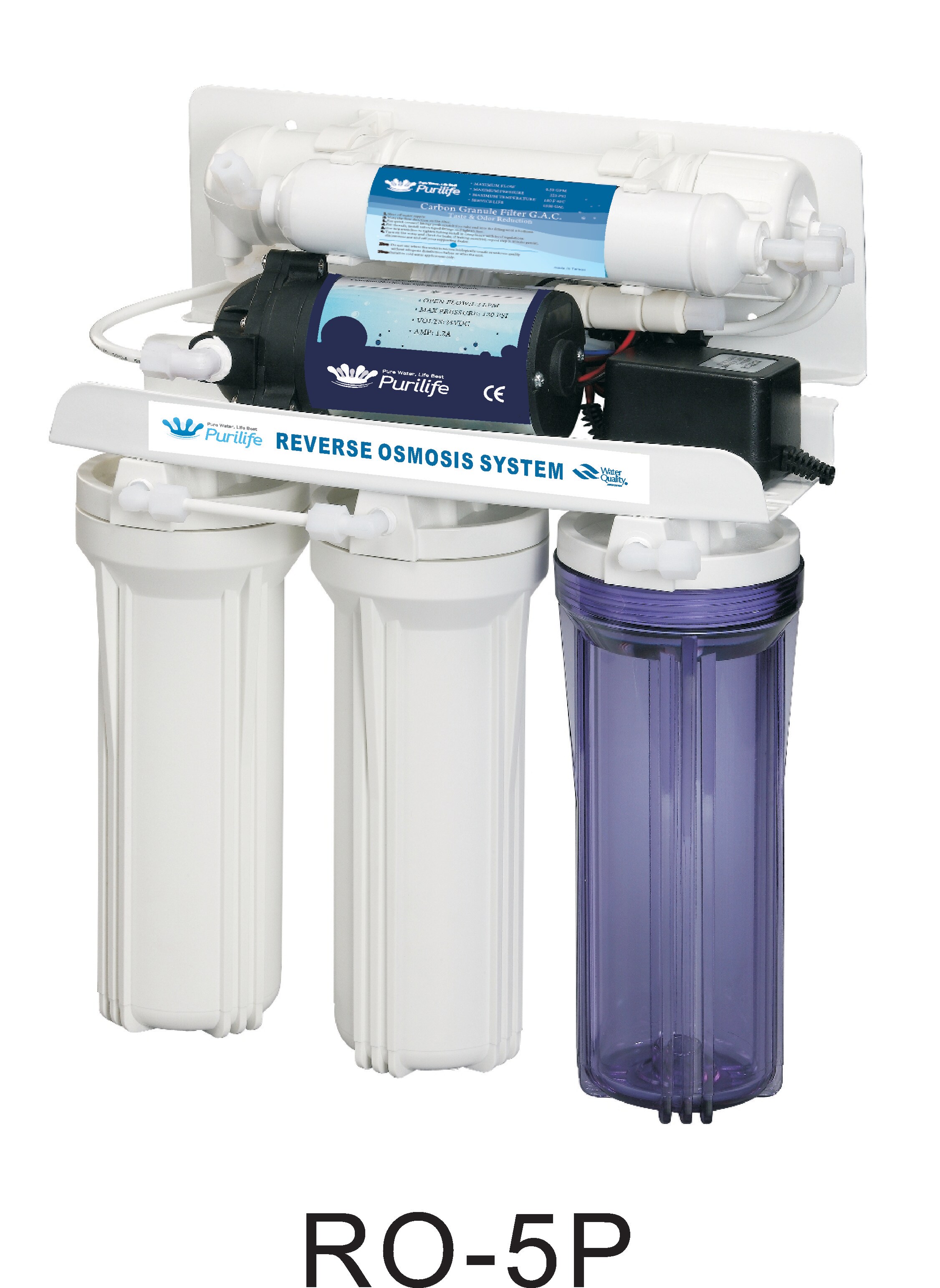5 Stages RO Purifier With Traditional Bracket and Pump, 50 GPD ...