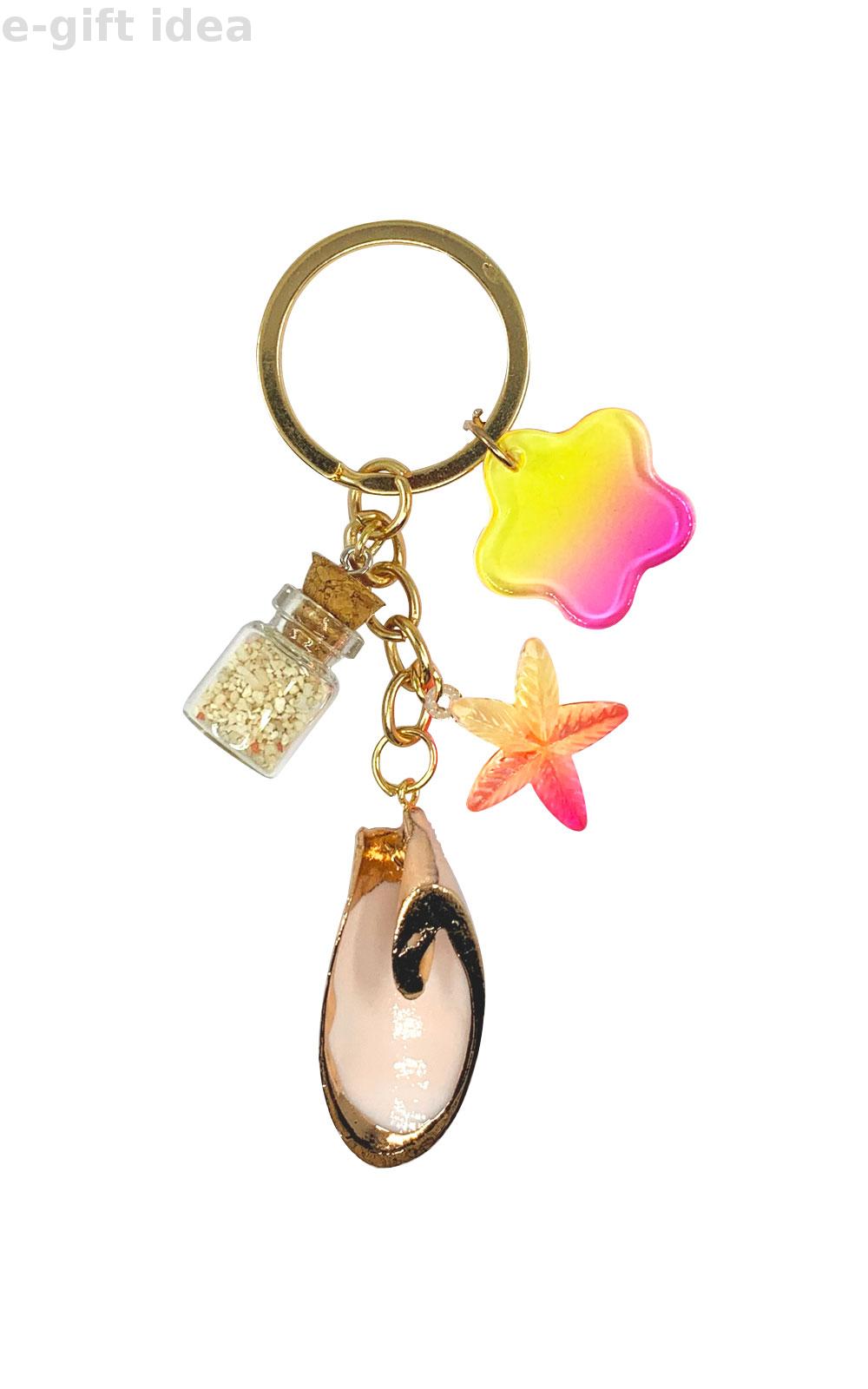 Starfish Gold Sea Shell Keychain (Sand Bottle) | Taiwantrade