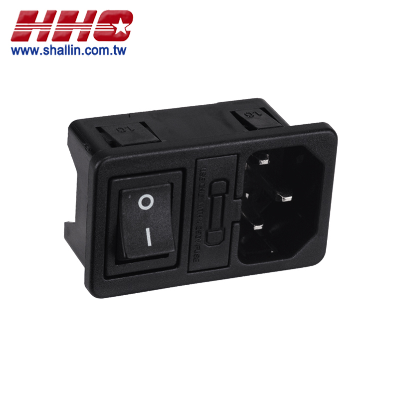 Panel mount AC socket w/o fuse, terminal 4.8mm W/approvals, RoHS ...