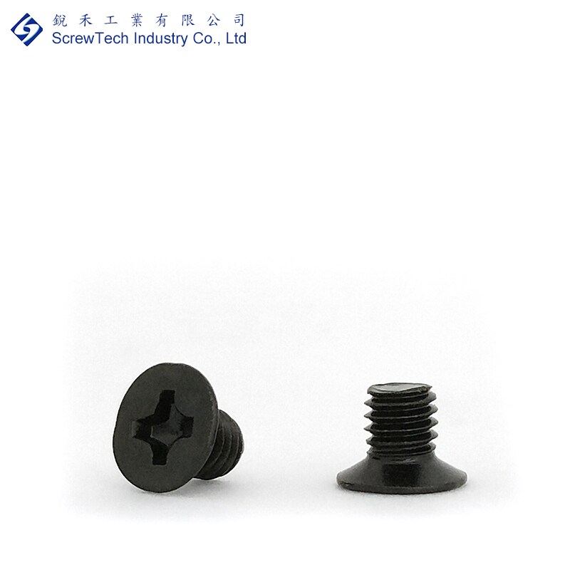 【ScrewTech】Flat Head, Phillips, M3x4.2, Machine Screw, Black Zinc ...