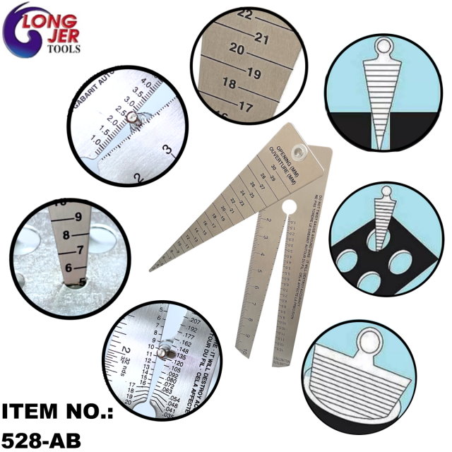 2-IN-1 Stainless Steel Multi Taper Hole Diameter Gauge Set For ...