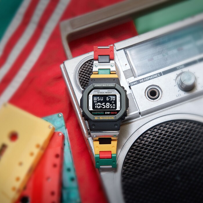 5Cgo CASIO G-SHOCK "MIXTAPE" theme, retro style, fashionable stitching ...