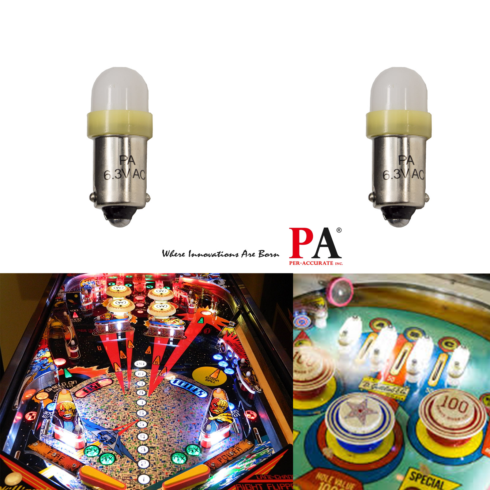 Pinball 2 LED Bulb, Pinball LED Light 2 SMD 2835 Ba9s #44 T4W 1445 ...