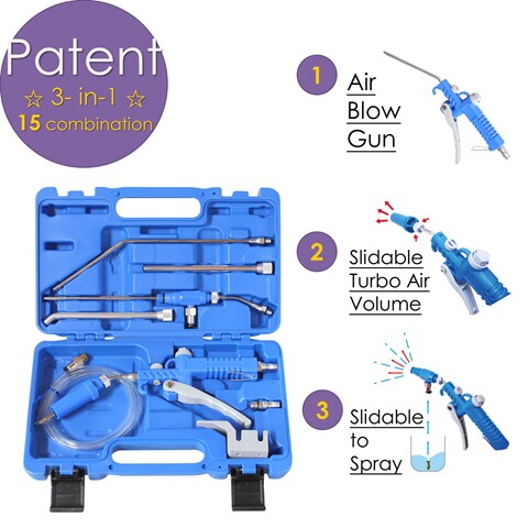 Plastic 3in1 air blow gun slidable nozzle kit/Pistolet de soufflage ...