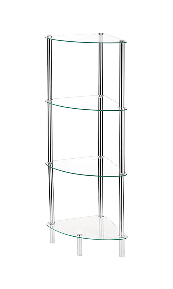 4-Tier Corner Rack / Glass, Glass Shelf Rack, | Taiwantrade.com